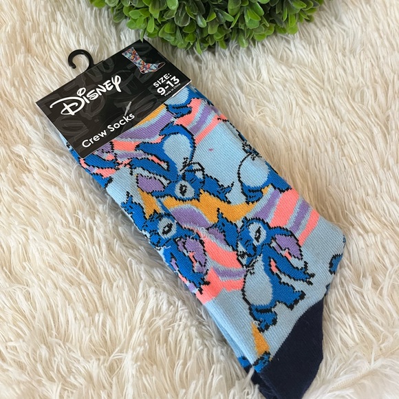Disney | Accessories | Lilo And Stitch Light Blue Crew Sock Size 93 New ...